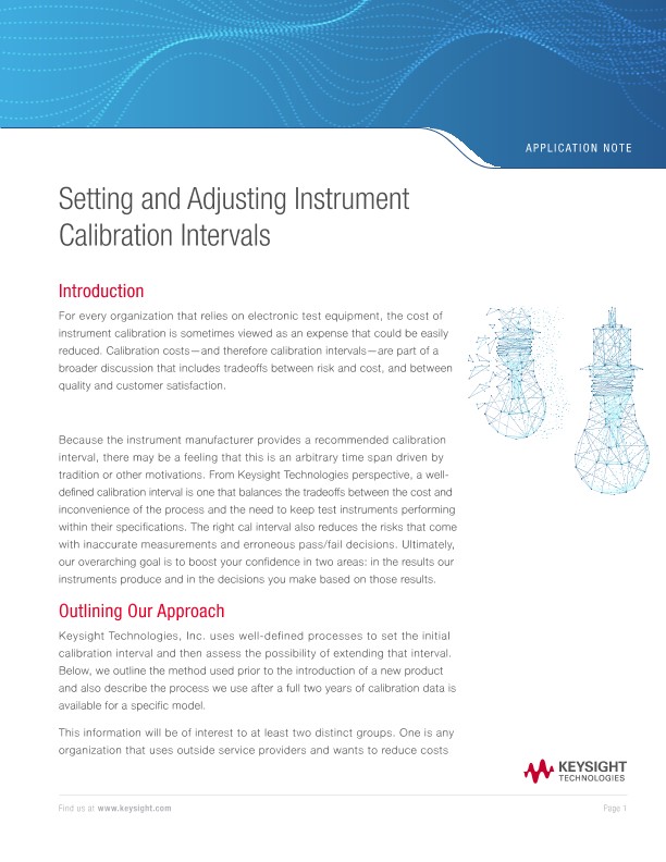 Setting and Adjusting Instrument Calibration Intervals PDF Asset Page | Keysight